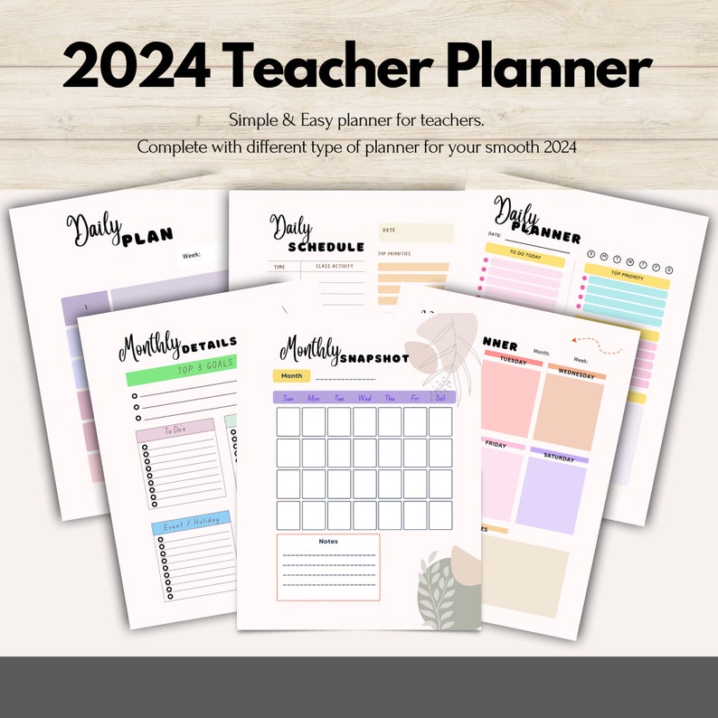 2024 Teacher Planner | Editable Planner | Canva Editable Diary for ...