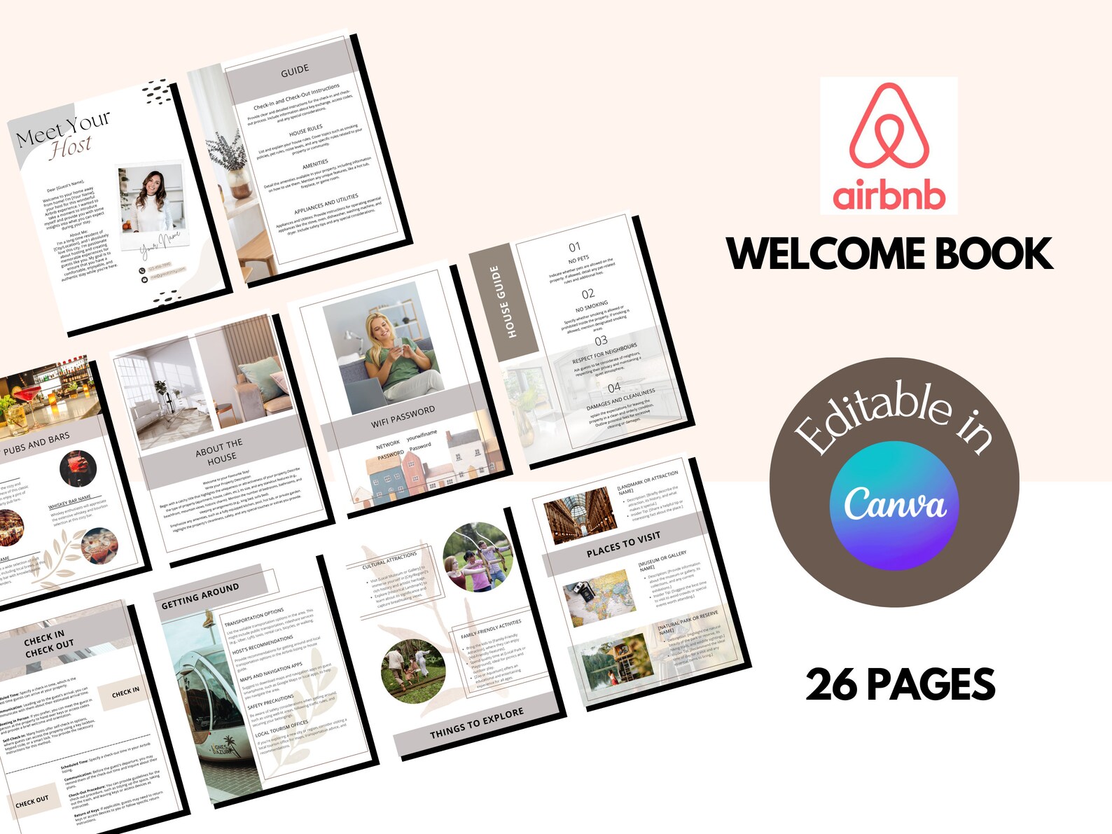 Welcome Book for Airbnb | Airbnb Guide Book | Editable Welcome Book ...