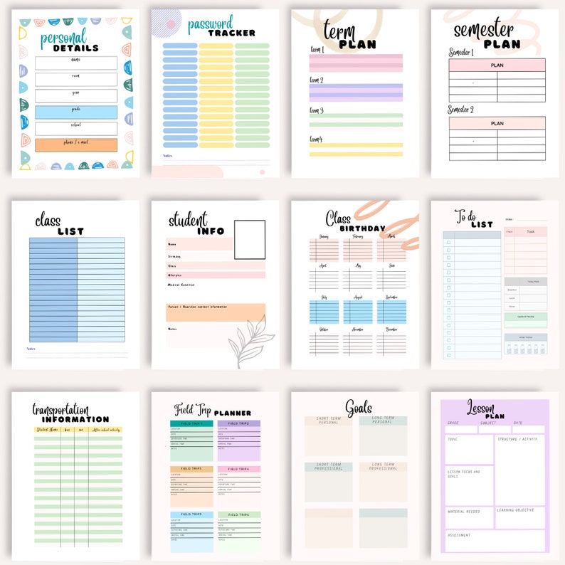 2024 Teacher Planner | Editable Planner | Canva Editable Diary for ...