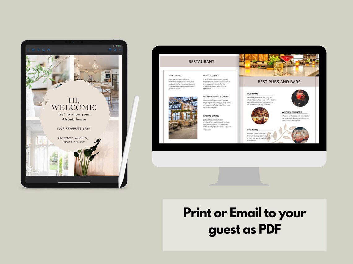 Welcome Book for Airbnb Airbnb Guide Book Editable Welcome - Etsy