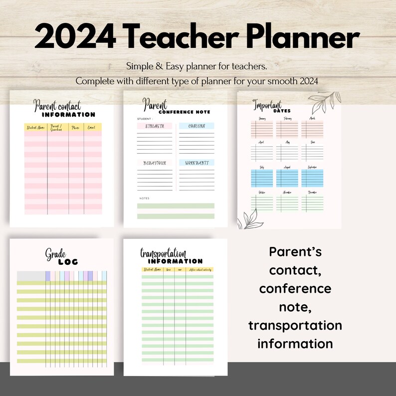 2024 Teacher Planner | Editable Planner | Canva Editable Diary for ...