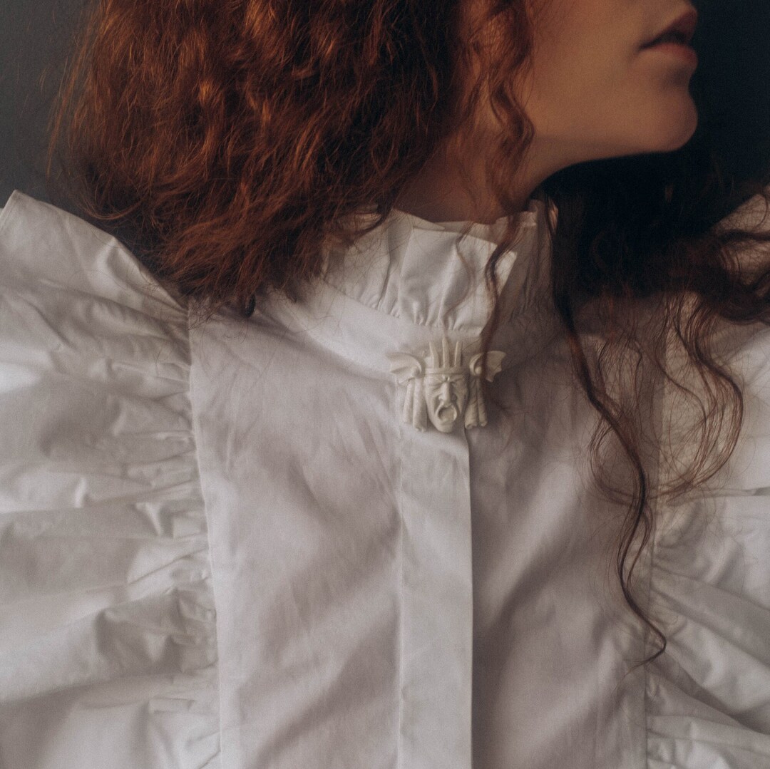 Ivory Jewelry Pin / Handmade Art Nouveau Macabre Face Cast Design / Statement Brooch - Etsy