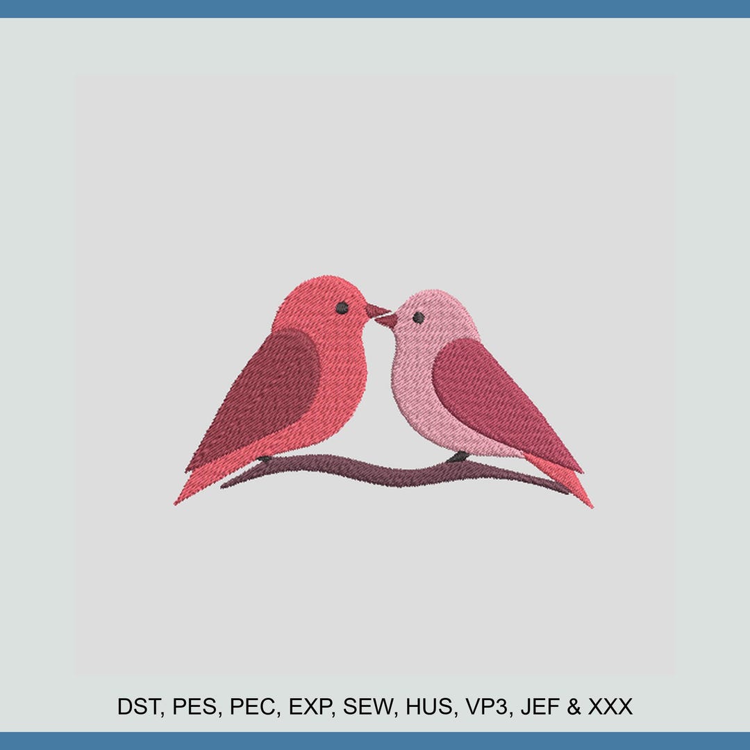 Love Birds Digital Embroidery Design | Valentine's Couple | Romantic ...