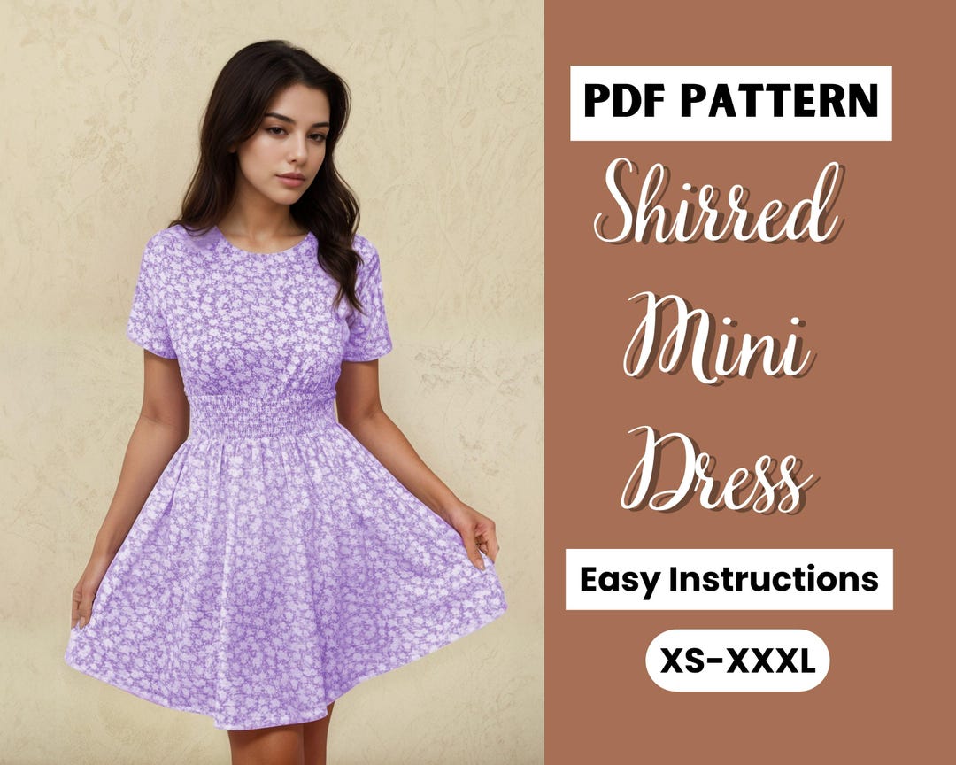 Women's A-line Dress Pattern Shirred Waist Dress Pattern Easy Sewing ...