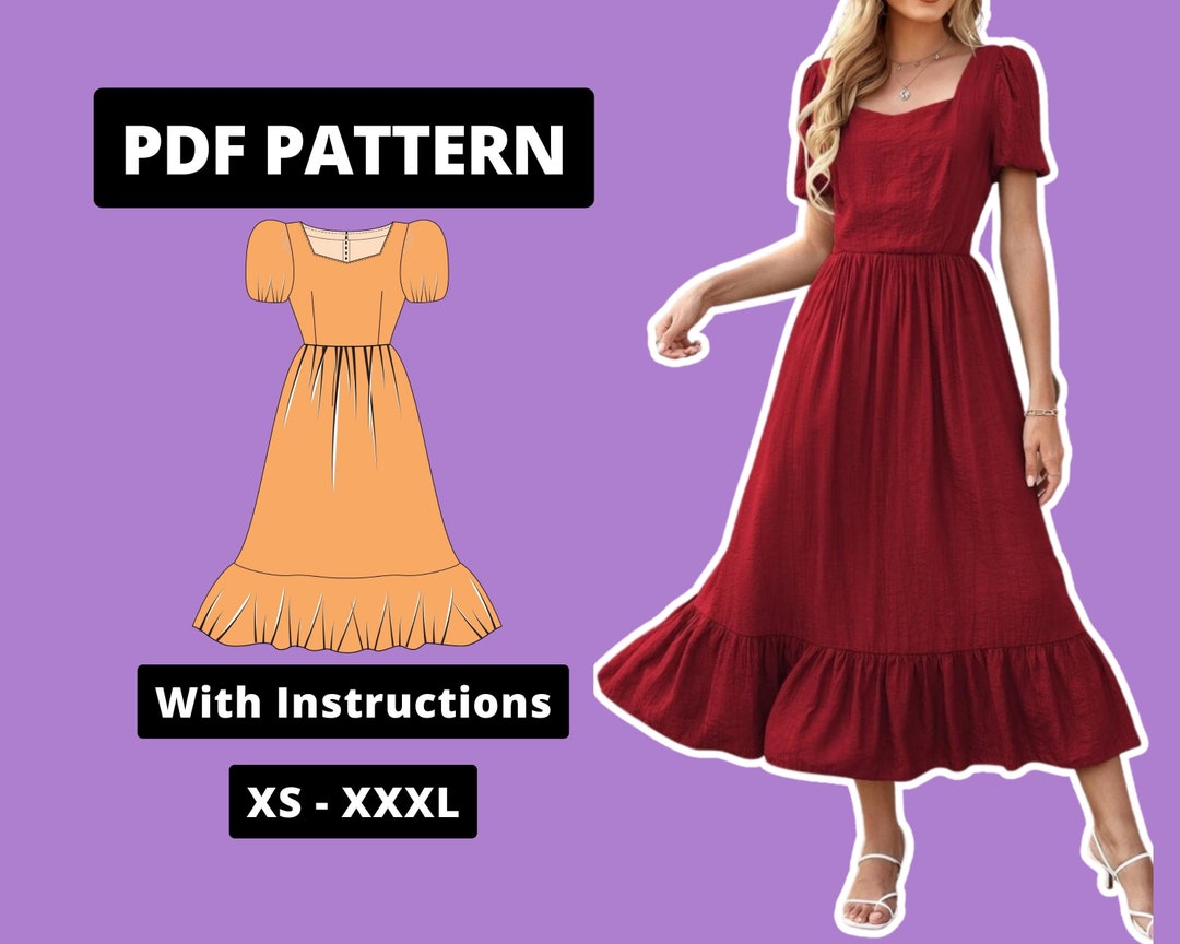 Milkmaid Dress Pattern for Women Diy Maxi Dress Sewing - Etsy