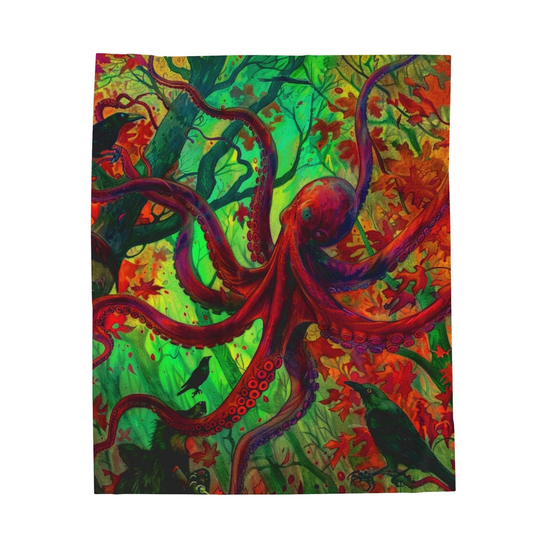 Squid Flying Through the Clouds Velveteen Plush Blanket - Etsy