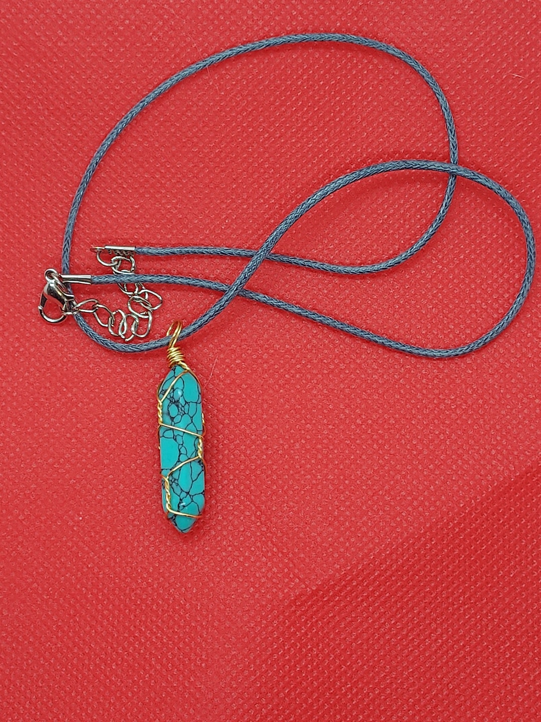 19-inch Wired Wrapped Turquoise Crystal Point Necklace 2-inch - Etsy