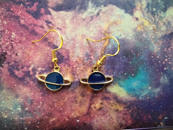Blue saturn earrings store
