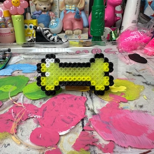 Pixel Bone Hairclip - Perler Bead - Rainbow Custom Color - Rave Kandi ...