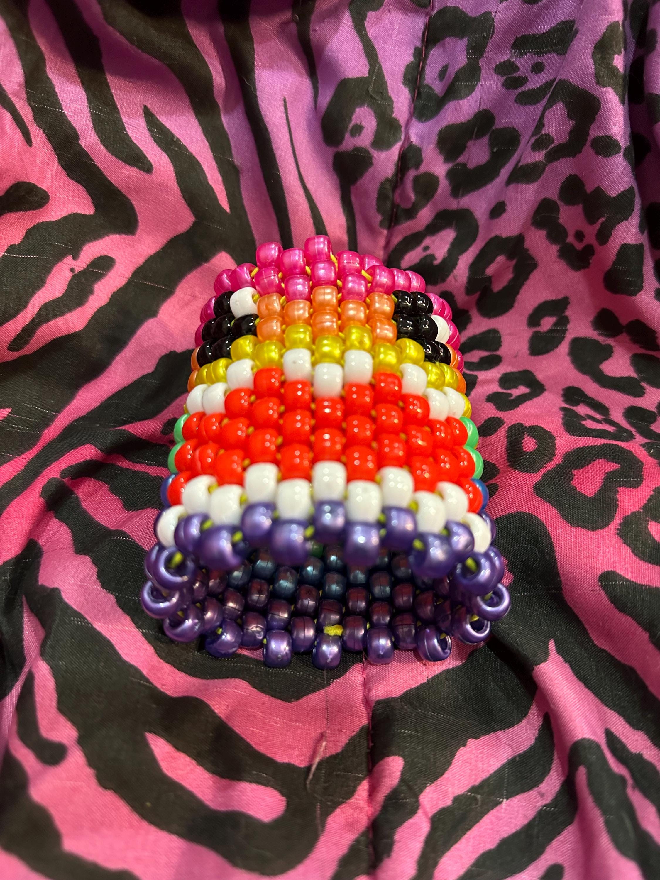 DOMO KUN Rainbow Rave Handmade Pony Bead Cuff Bracelet - Etsy