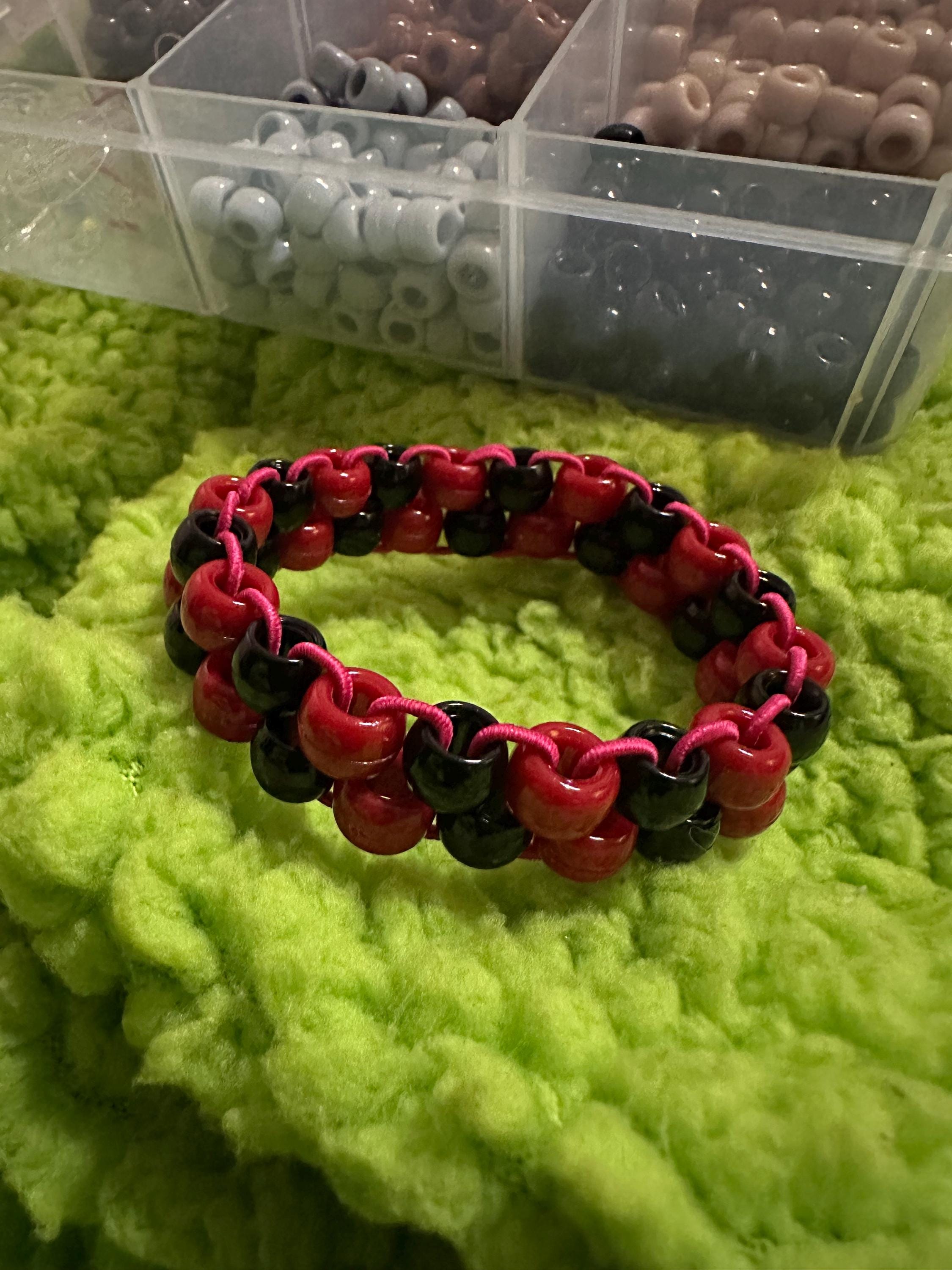 Emo Red & Black Kandi Mini Cuff Bracelet: Rave Scene Jewelry - Etsy