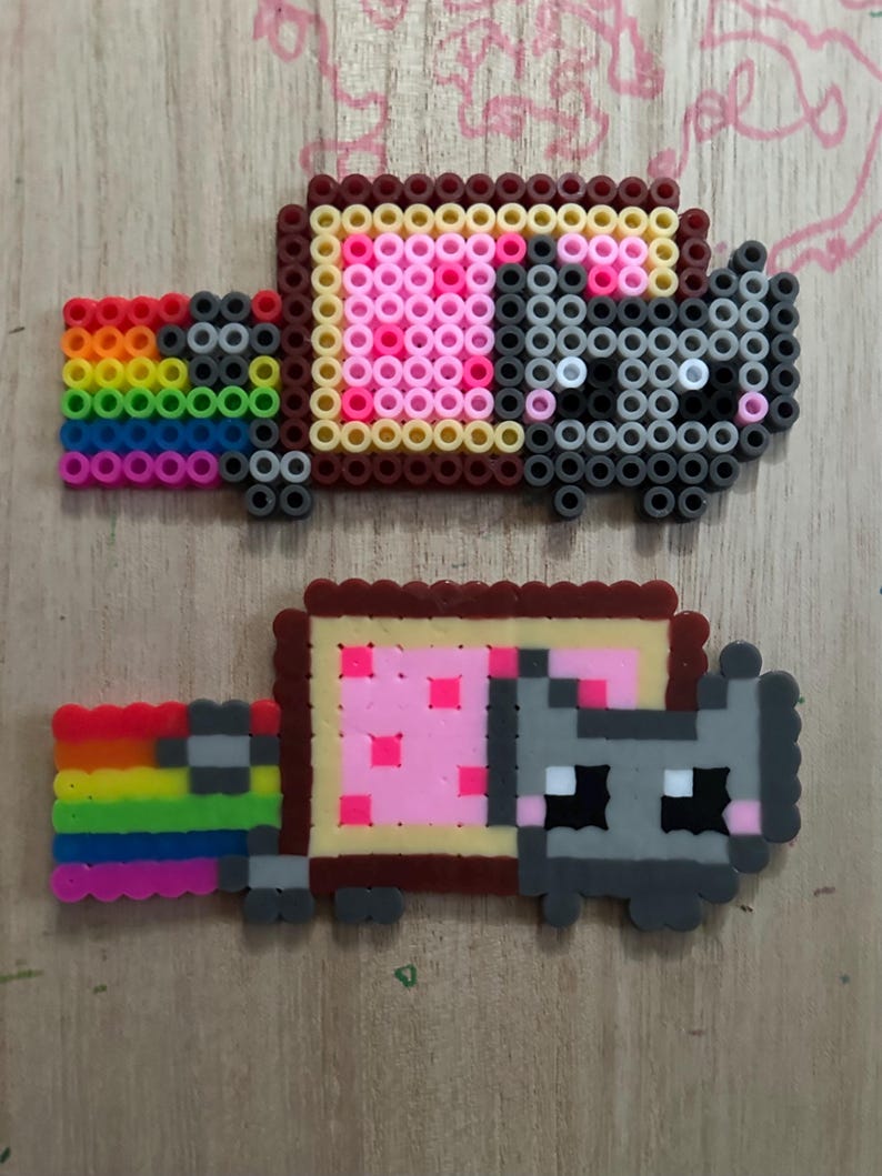 LUVSCENE - NYAN Cat HAIRCLIP! Perler Fuse Bead - Hairclip - Handmade ...