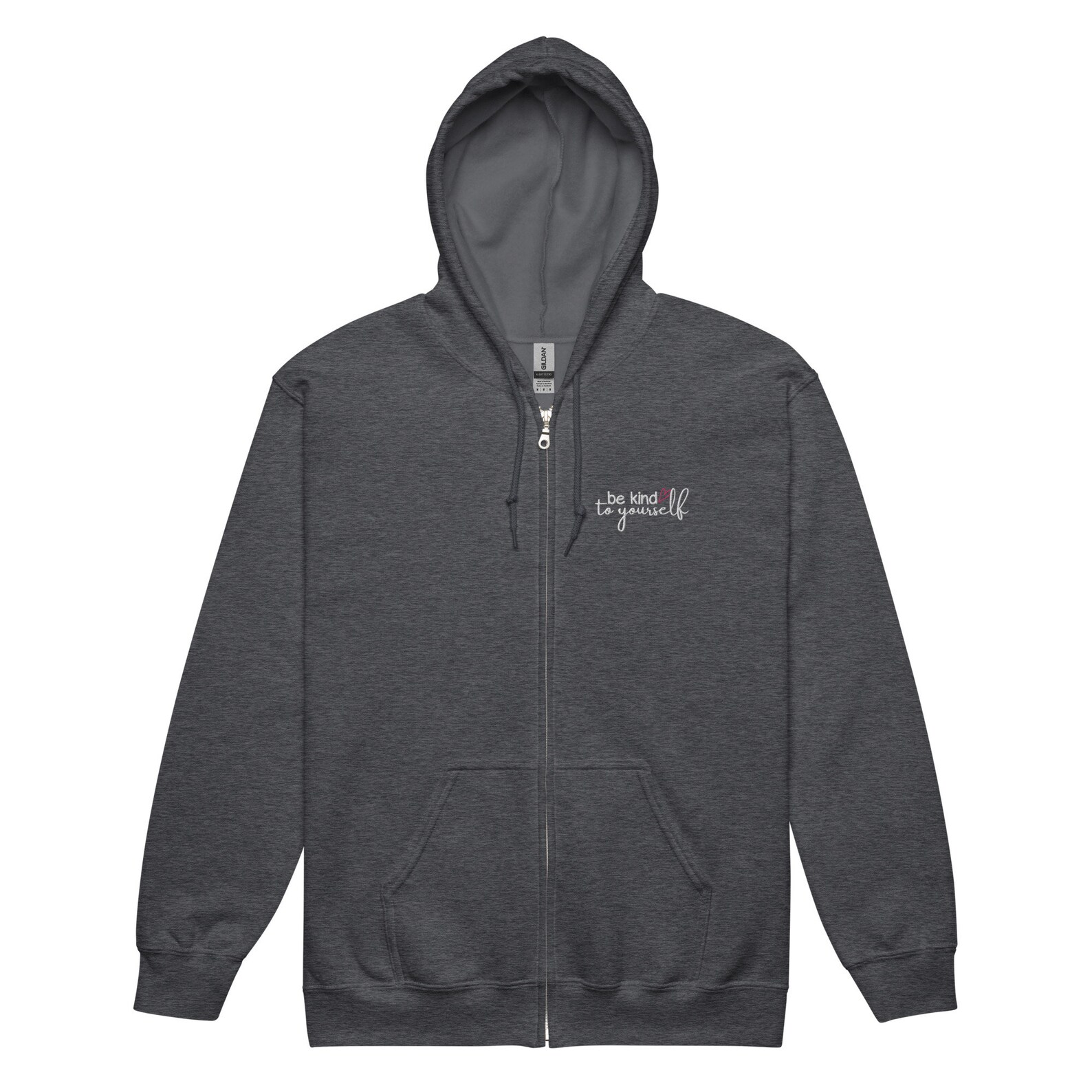 Embroidered Graphic Zip up Hoodie for Women, Be Kind to Yourself ...