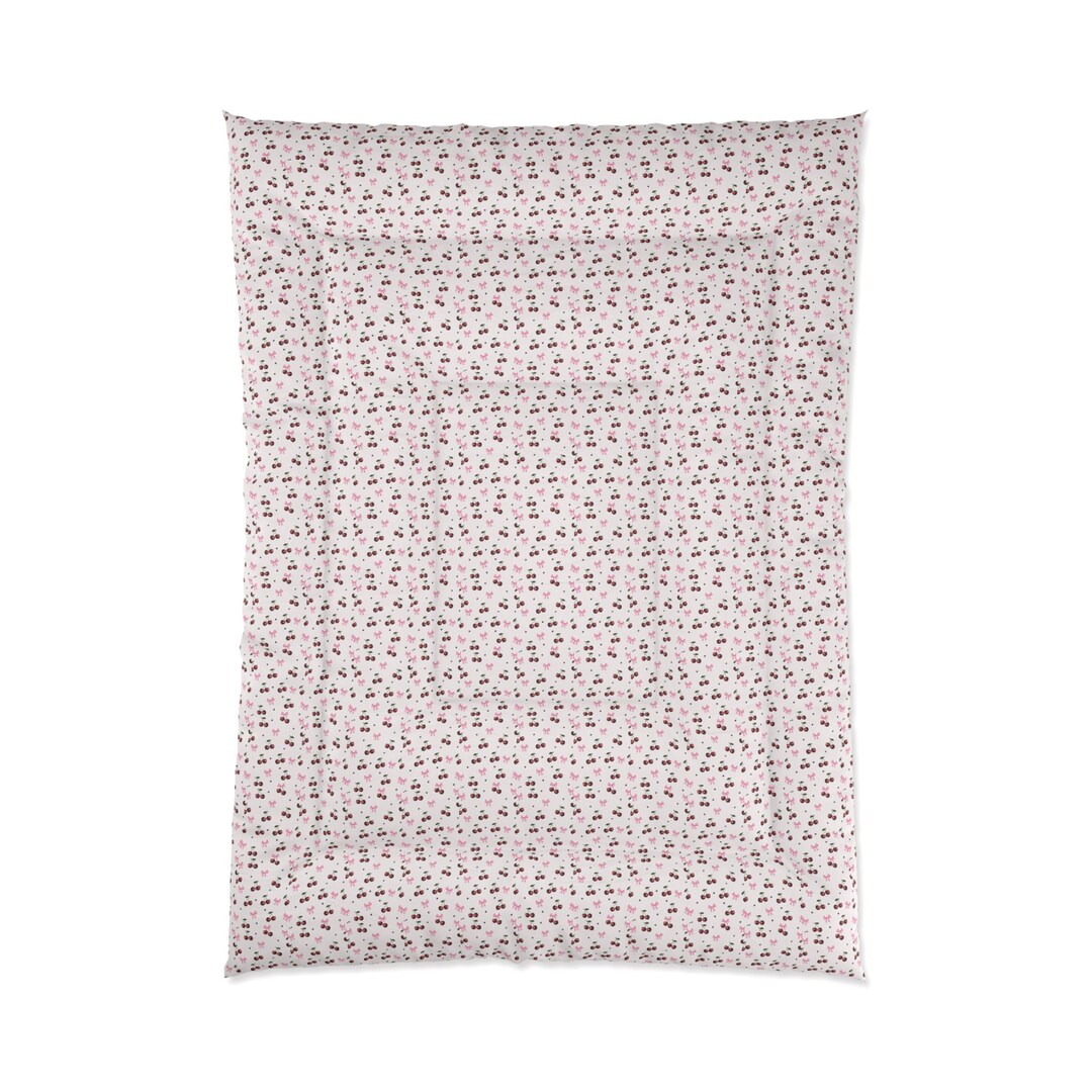 Cherries and Bows Comforter Set - Teen Bedroom Decor, Preppy Croquet ...