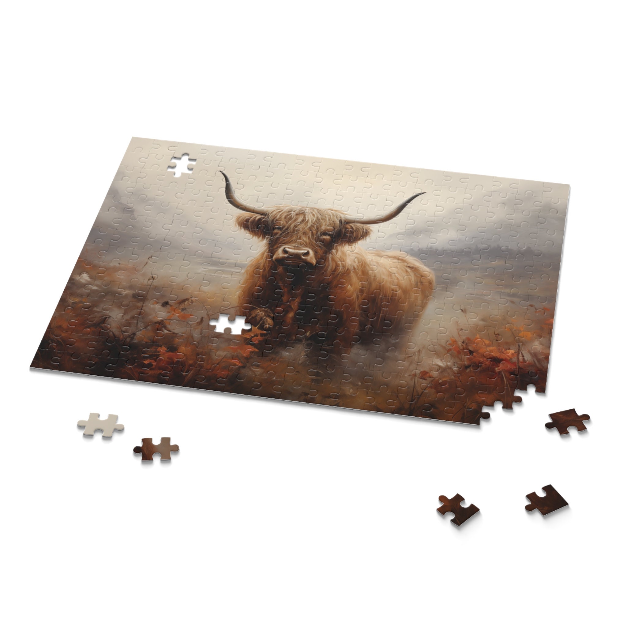 Cow Jigsaw Puzzle 120, 252, 500-piece Scottish Highlander Cow Wall Art ...