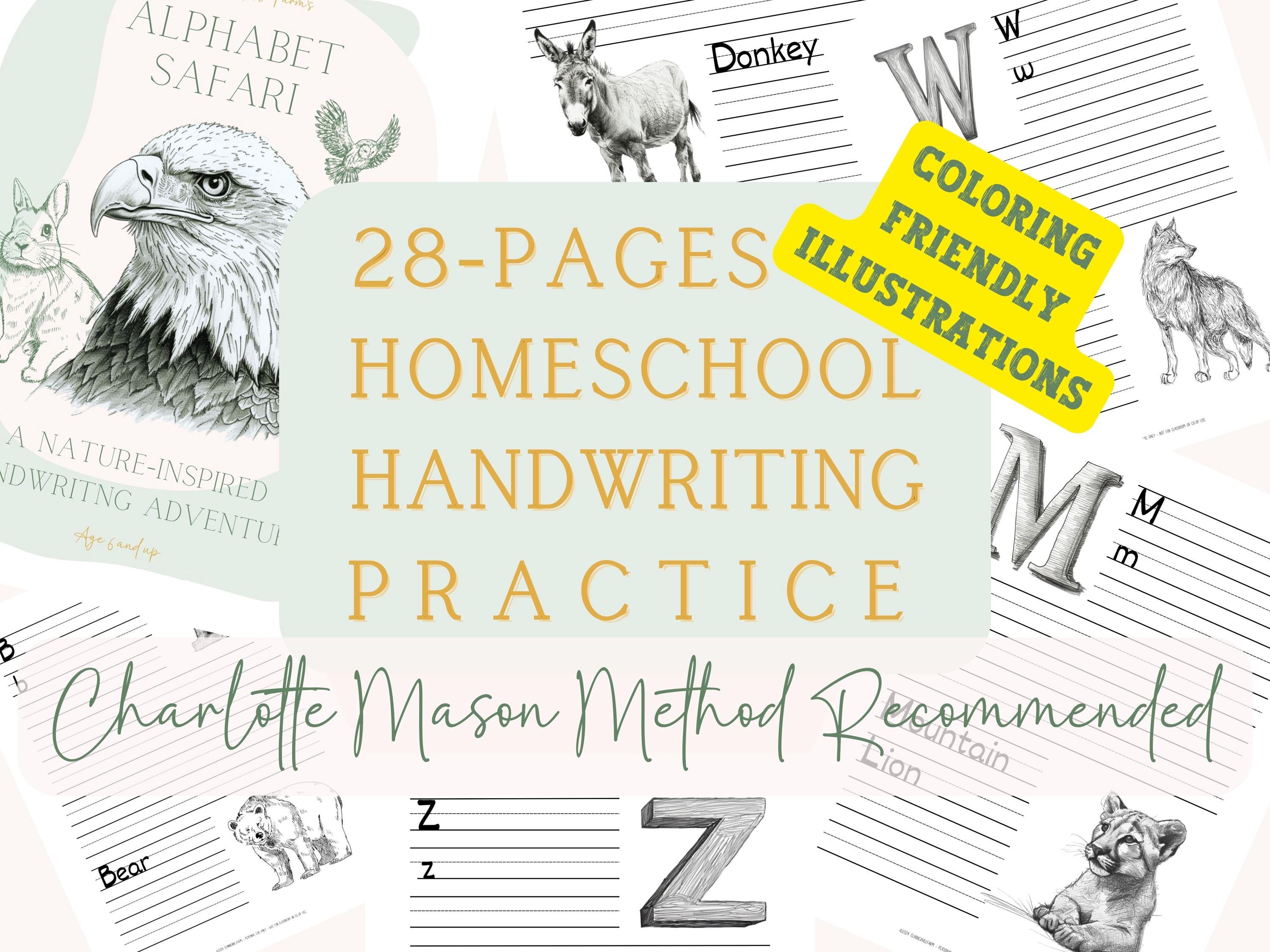 Handwriting Practice Sheet for Kids Charlotte Mason Uppercase Lowercase ...