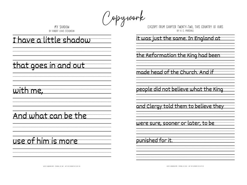 Handwriting Bundle for Kids Charlotte Mason Method Uppercase Lowercase ...