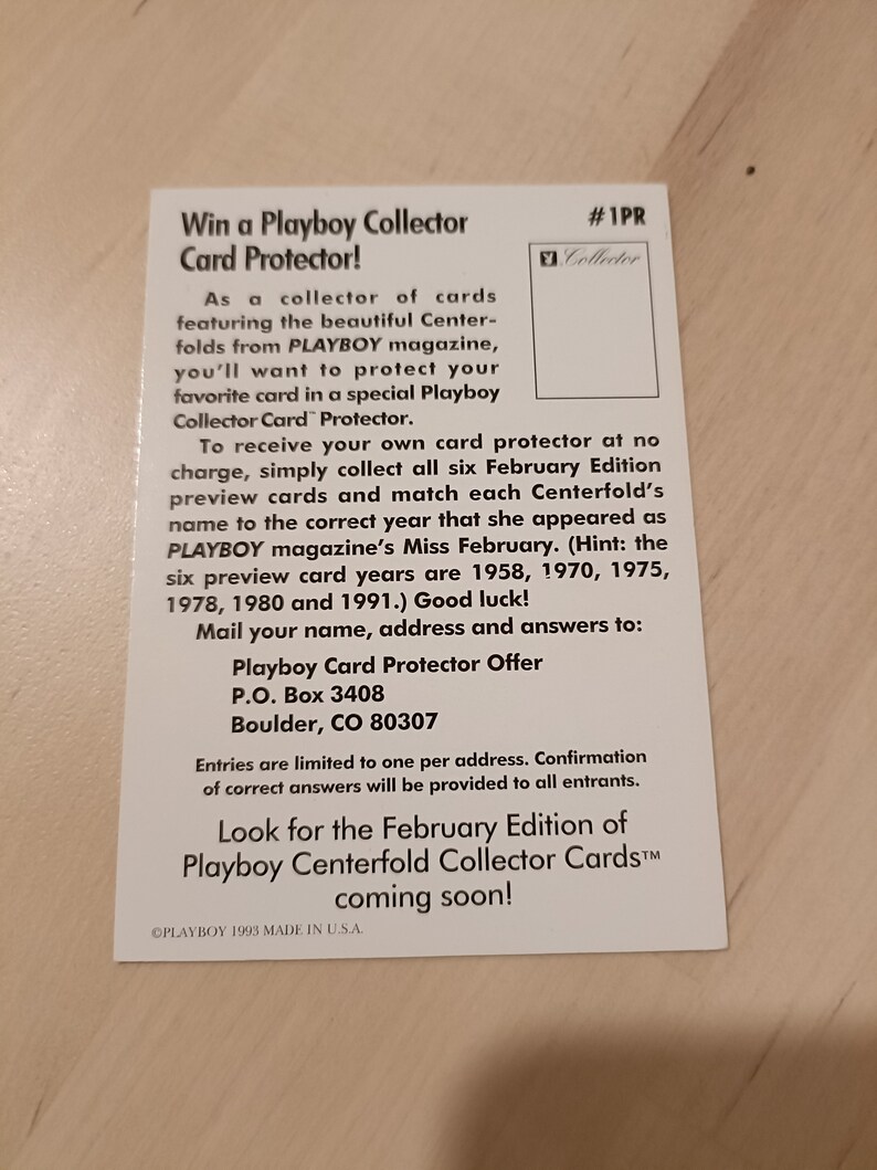 Marguerite Empey Card N 1PR Preview February Playboy Miss January ...