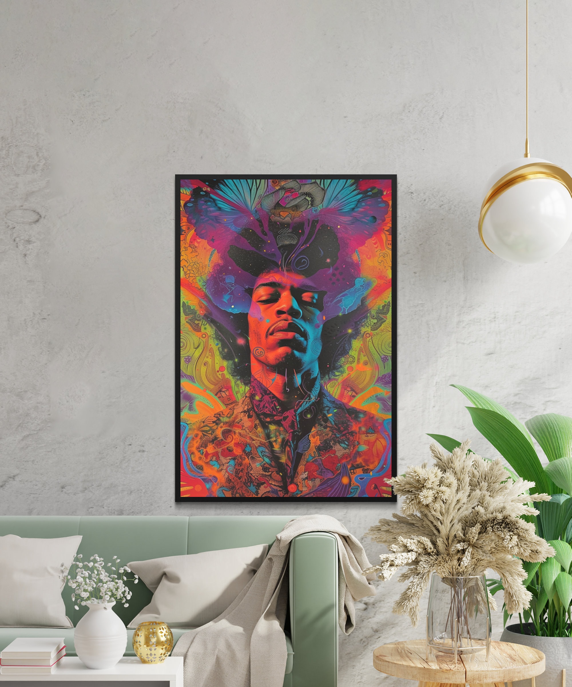 Jimi Hendrix Psychedelic Poster Art Print, Hendrix Illustration Digital ...