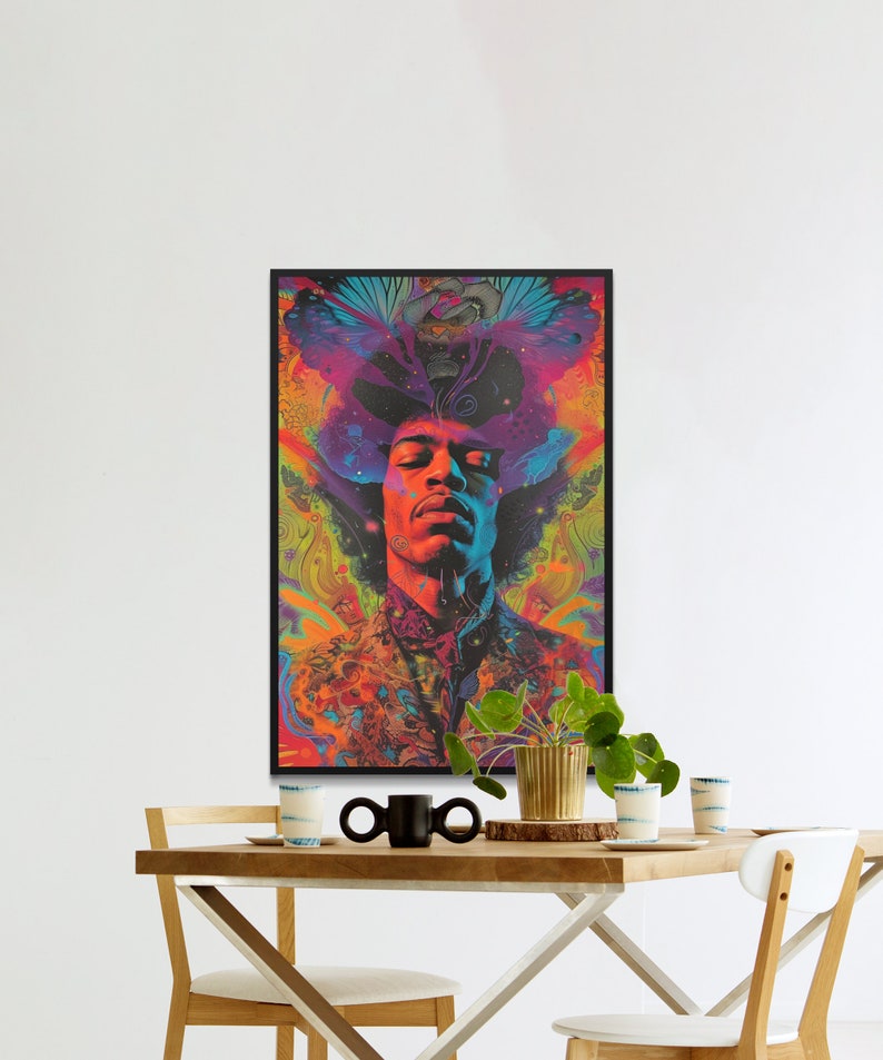 Jimi Hendrix Psychedelic Poster Art Print, Hendrix Illustration Digital Download, Classic Rock ...