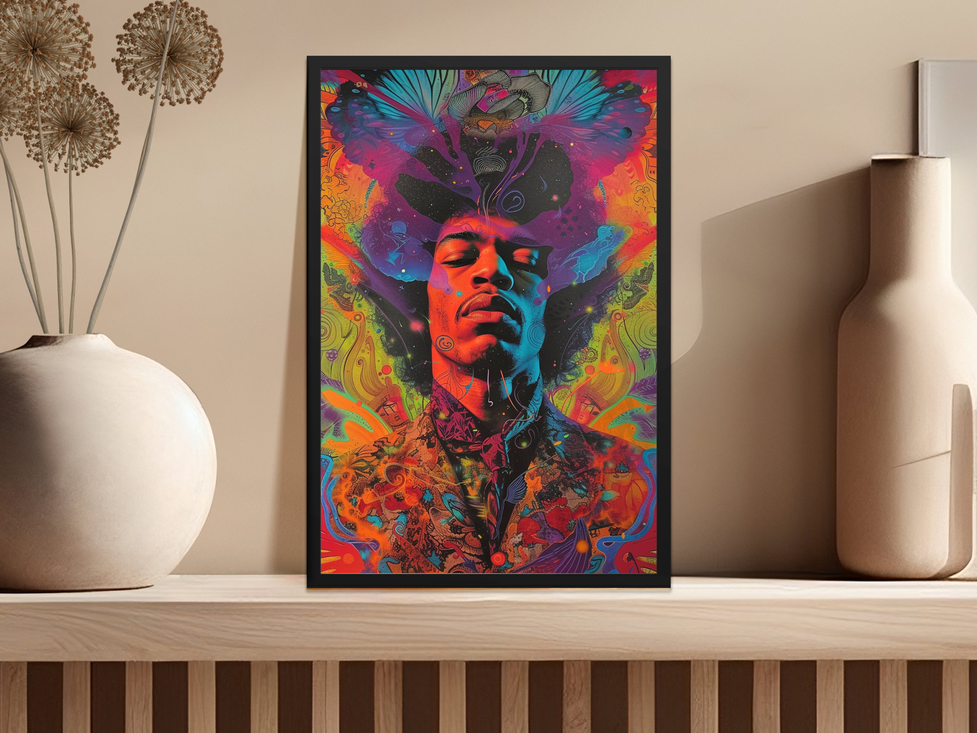 Jimi Hendrix Psychedelic Poster Art Print, Hendrix Illustration Digital ...