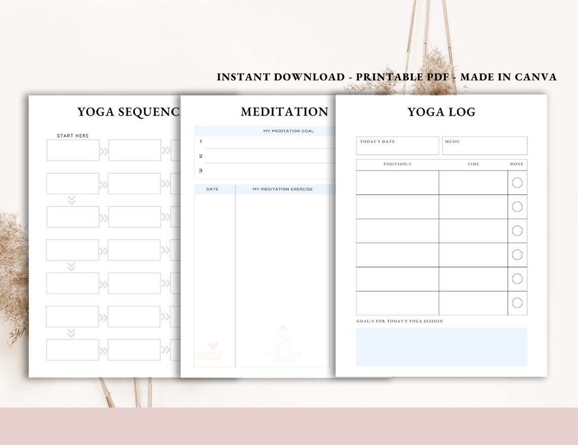 YOGA PLANNER, Yoga Journal Yoga Poses Planner Printable Yoga Tracker ...