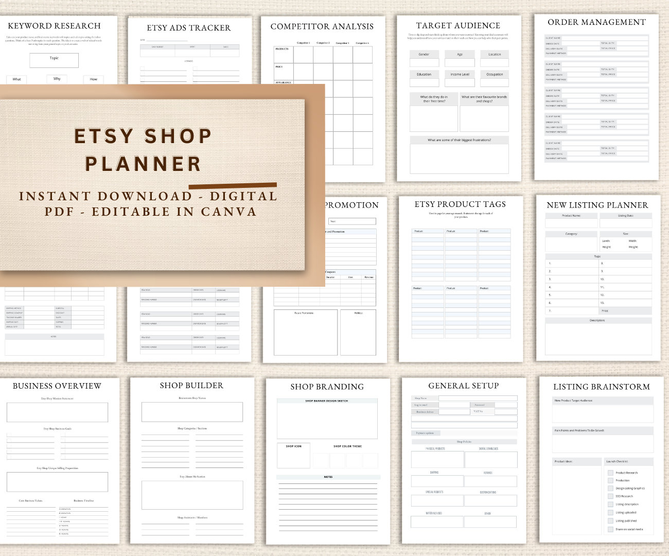 Etsy Planner, Printable Small Business Planner BUNDLE, Business Planner ...