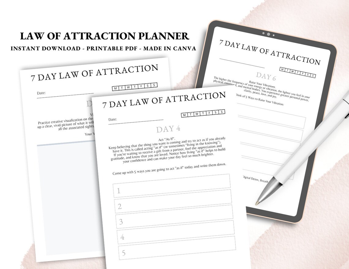 Law of Attraction Journal, Printable Manifestation Journal Prompts ...