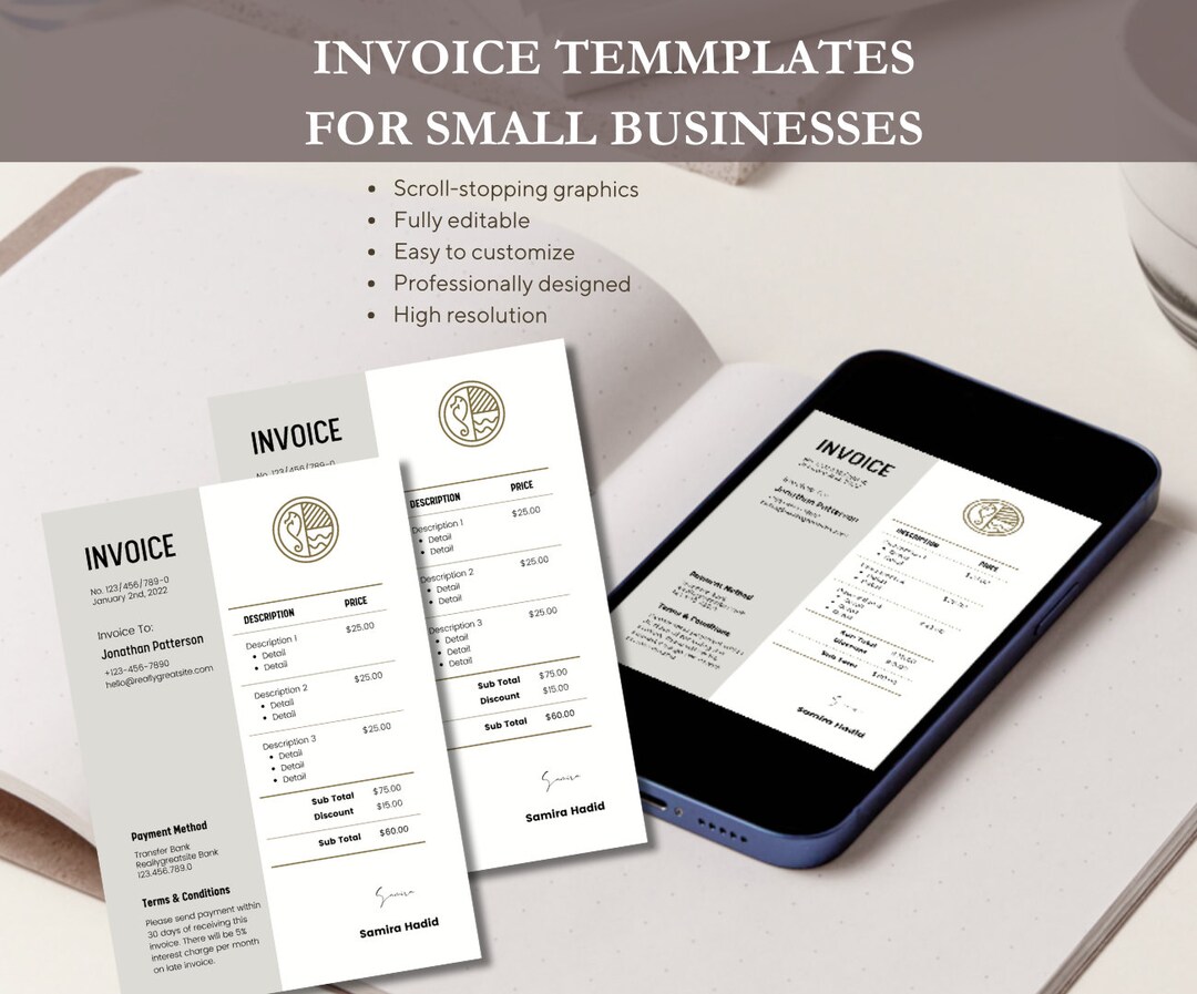 Beige Company Invoice Template Invoice Template - Etsy