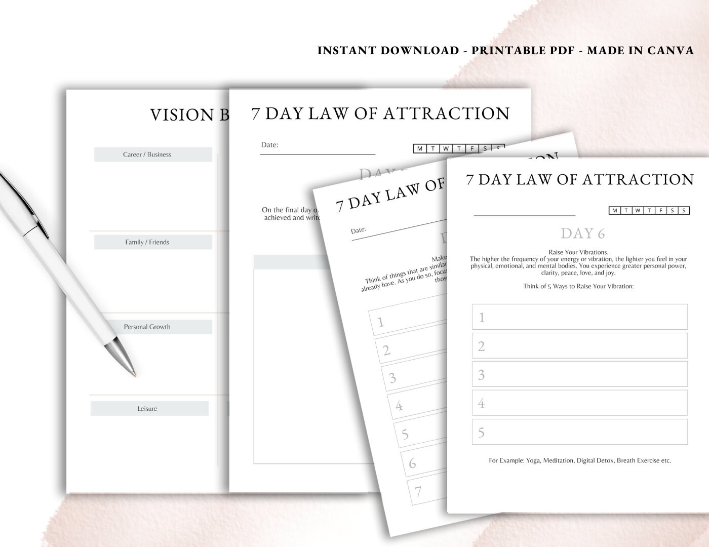 Law of Attraction Journal, Printable Manifestation Journal Prompts ...