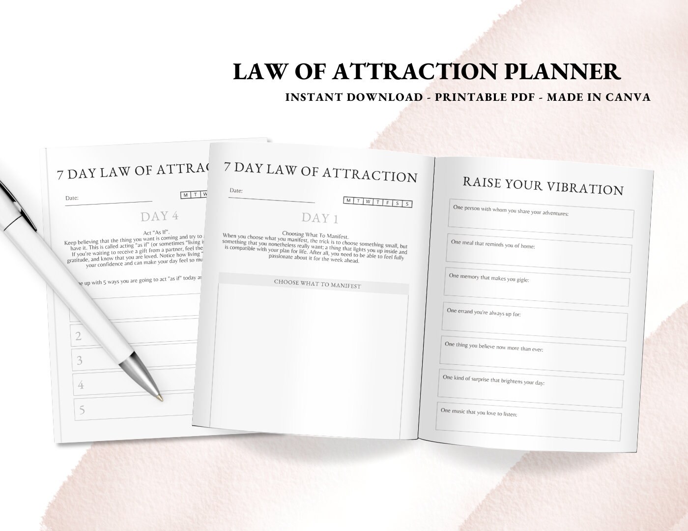 Law of Attraction Journal, Printable Manifestation Journal Prompts ...