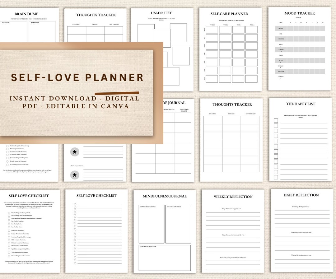 Self-love Planner Printable Self-love Journal Mental Health Worksheet ...