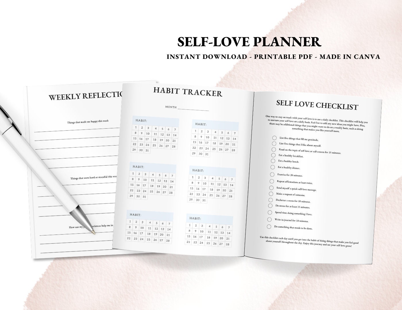 Self-love Planner Printable Self-love Journal Mental - Etsy