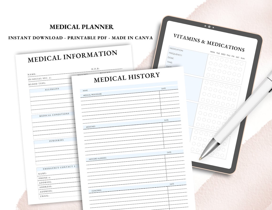 Medical Planner Pintables Printable Planner Medical Binder Sheets ...