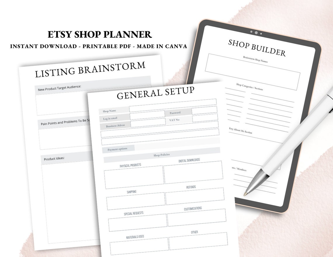 Etsy Planner, Printable Small Business Planner BUNDLE, Business Planner ...