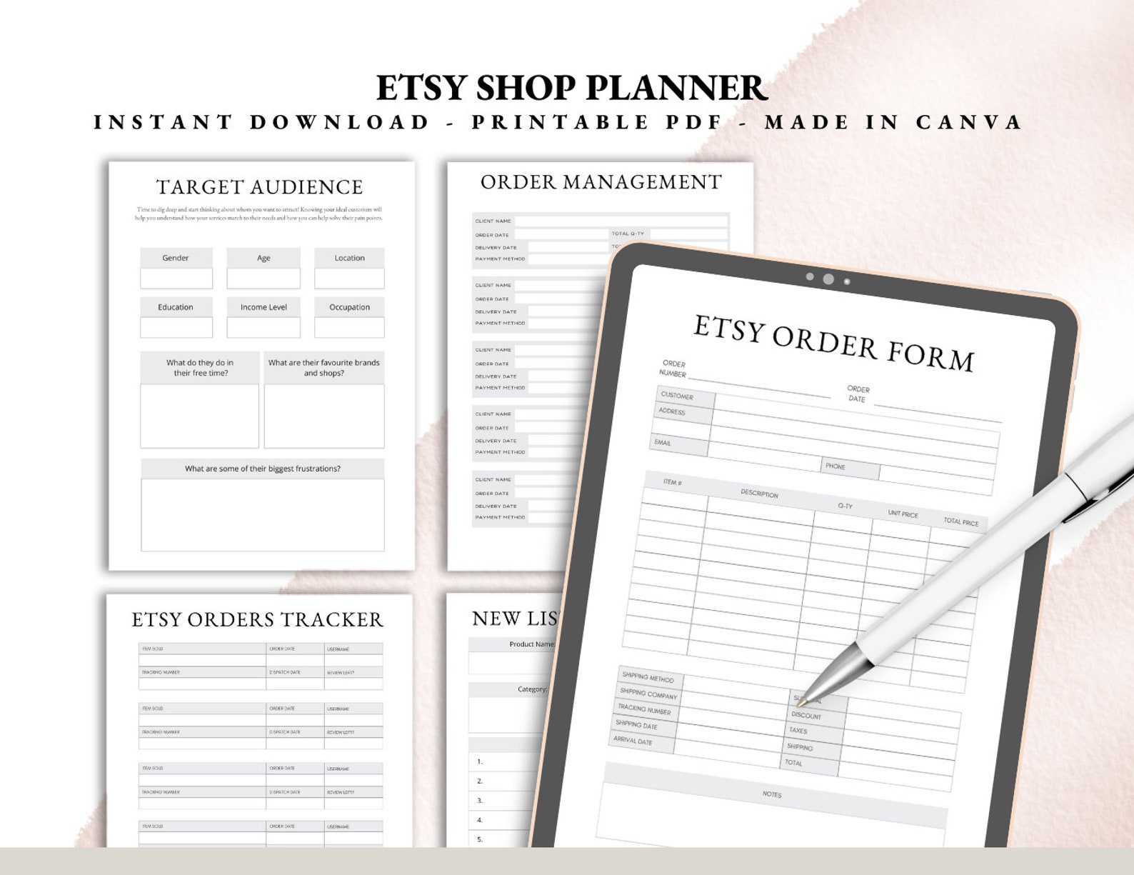 Etsy Planner, Printable Small Business Planner BUNDLE, Business Planner ...