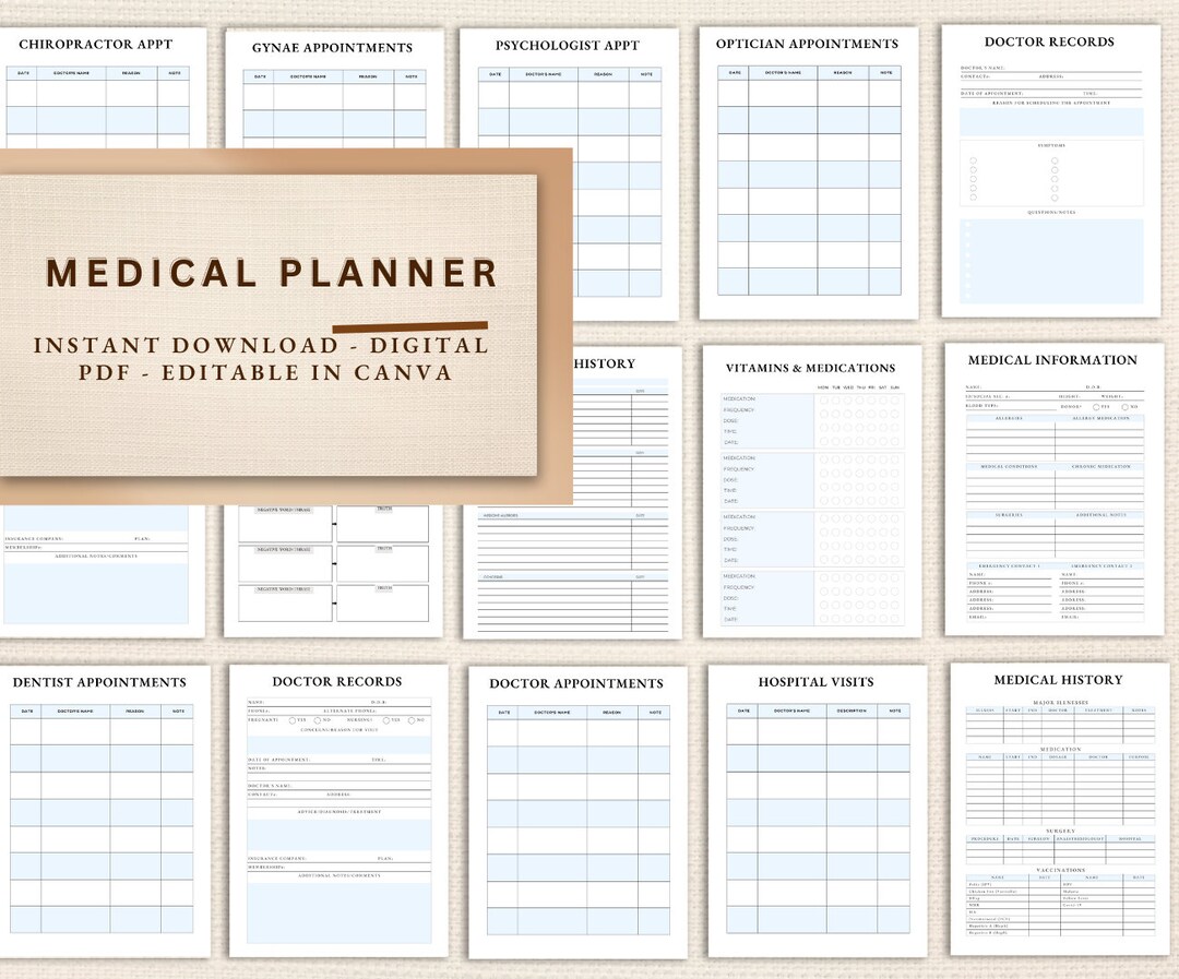 Medical Planner Pintables Printable Planner Medical Binder Sheets ...