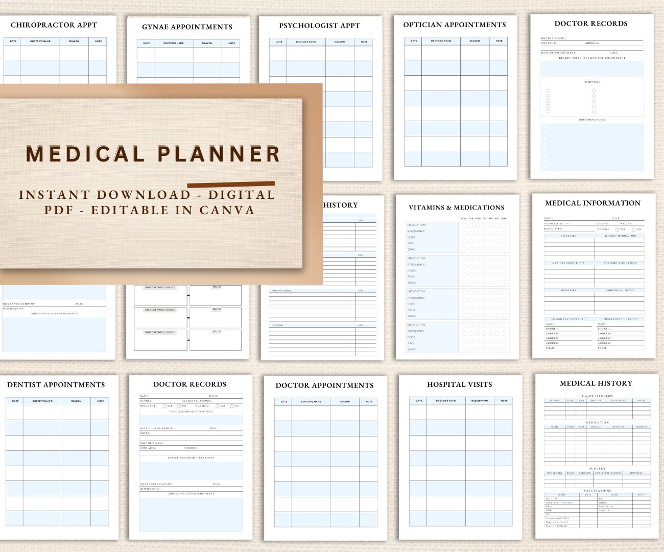 Medical Planner Pintables Printable Planner Medical Binder Sheets ...