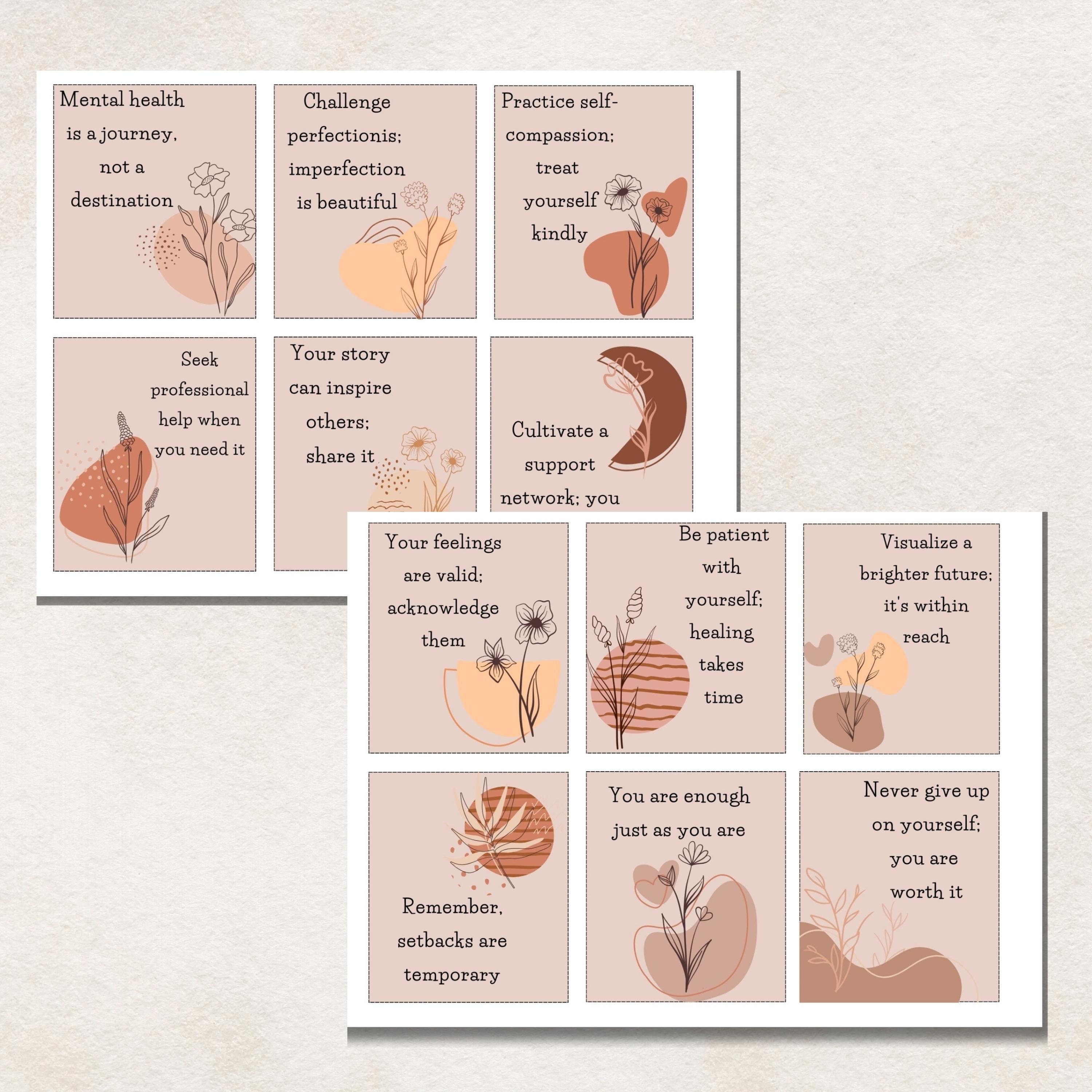 Mental Health Affirmation Cards - Self-care Positive Quotes - Coping ...