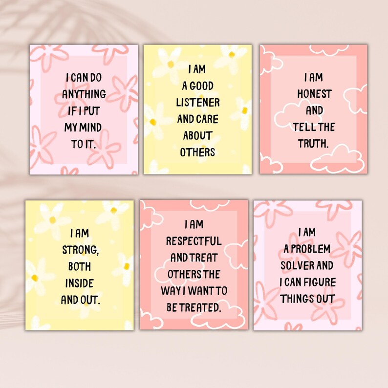 Colorful Kids Daily Affirmation Cards Positive Quotes for Children Set ...