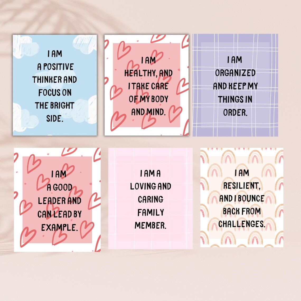 Colorful Kids Daily Affirmation Cards Positive Quotes for - Etsy