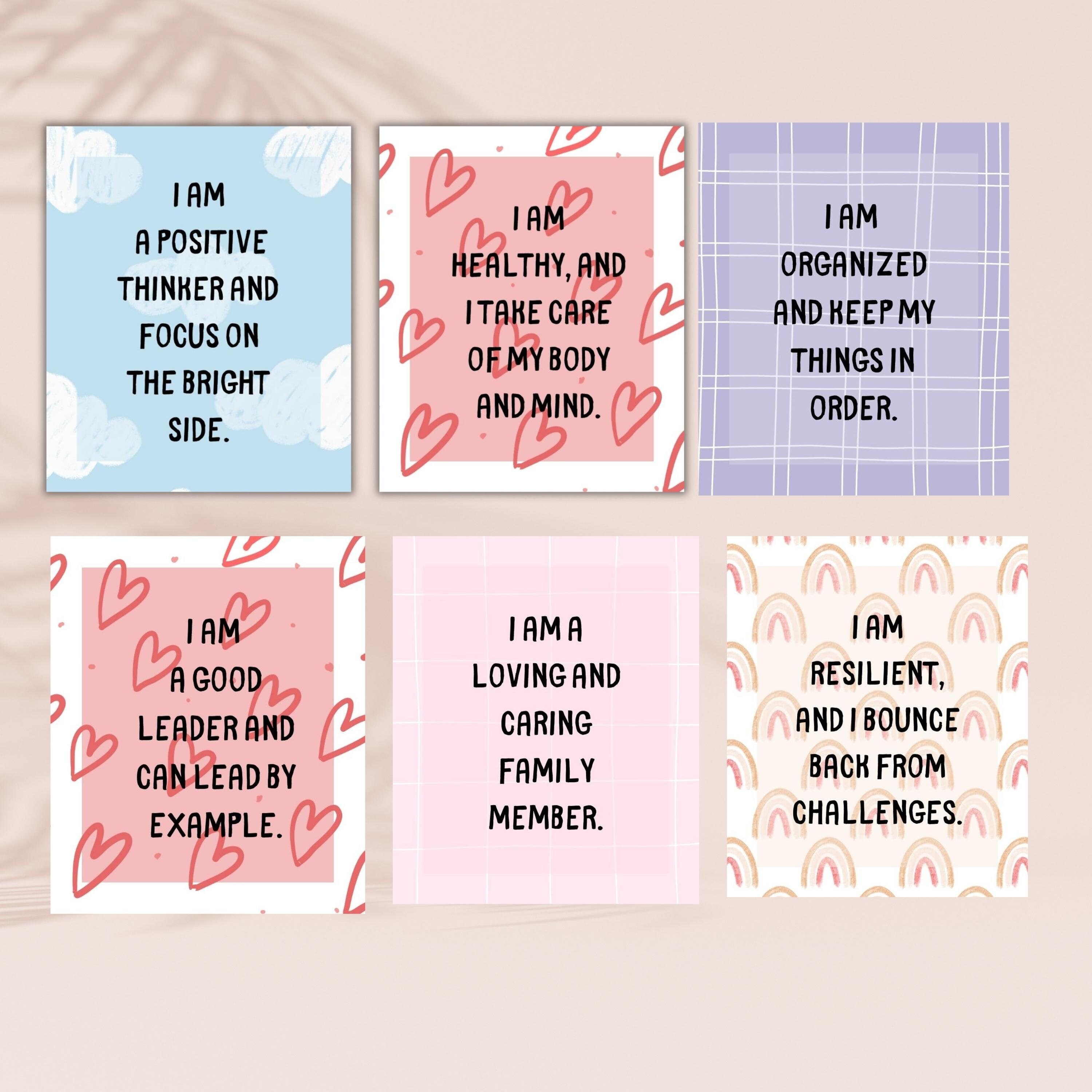 Colorful Kids Daily Affirmation Cards Positive Quotes for Children Set ...