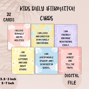Colorful Kids Daily Affirmation Cards | Positive Quotes for Children ...