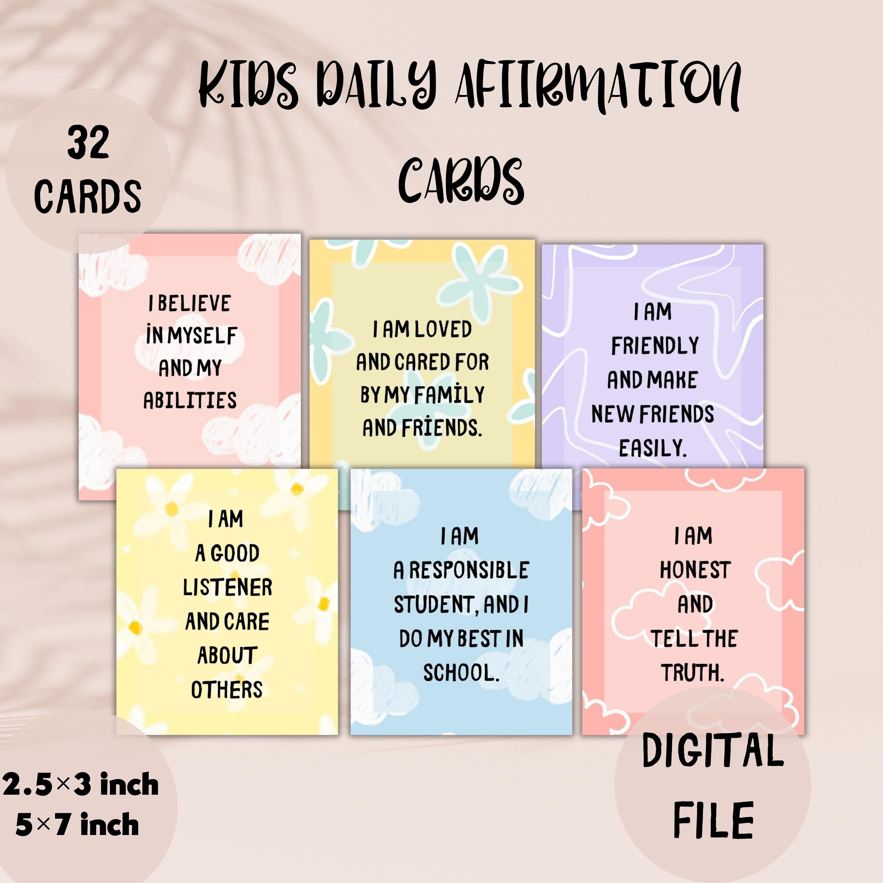 Colorful Kids Daily Affirmation Cards | Positive Quotes for Children ...