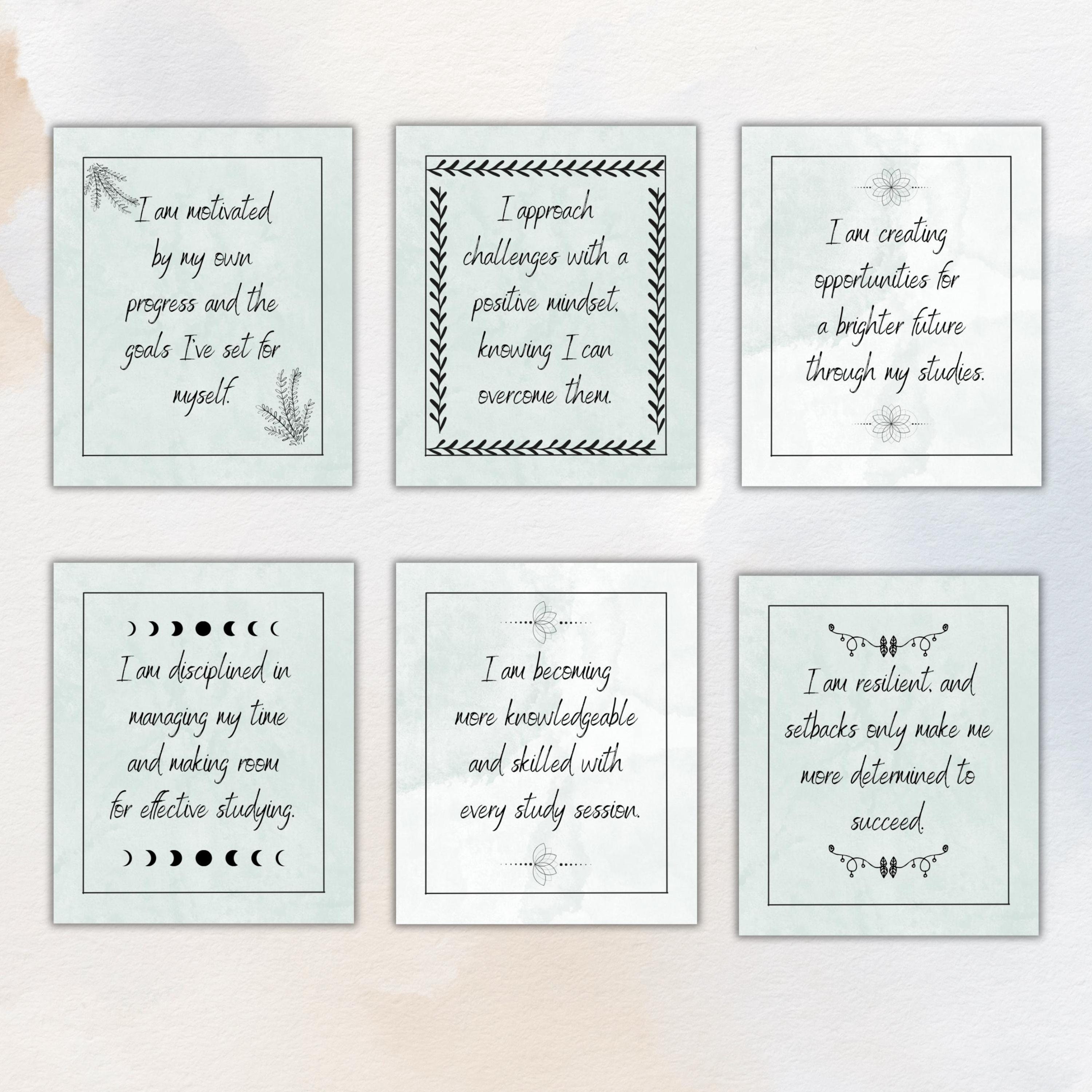 32 Affirmation Cards for Students/ Digital Downloadfocus - Etsy