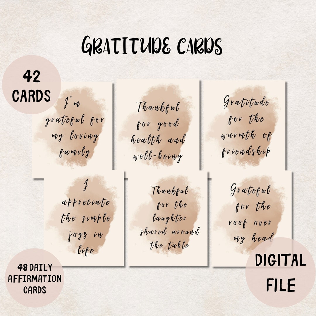 Gratitude Affirmation Cards - Positive Daily Reminders for Thankfulness ...