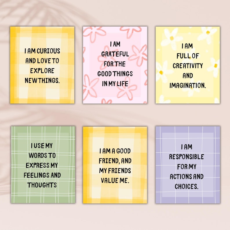 Colorful Kids Daily Affirmation Cards Positive Quotes for Children Set ...