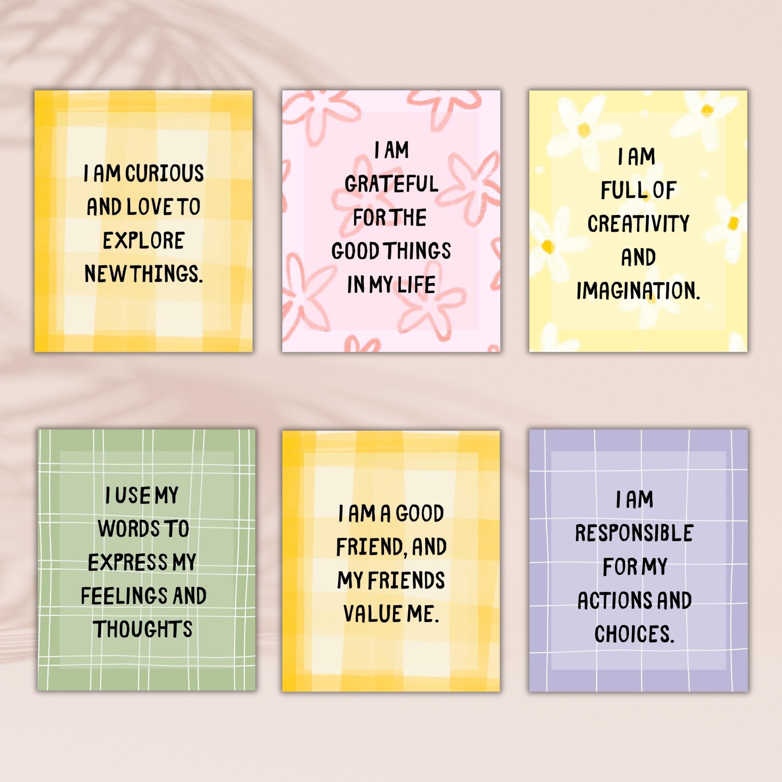 Colorful Kids Daily Affirmation Cards Positive Quotes for Children Set ...