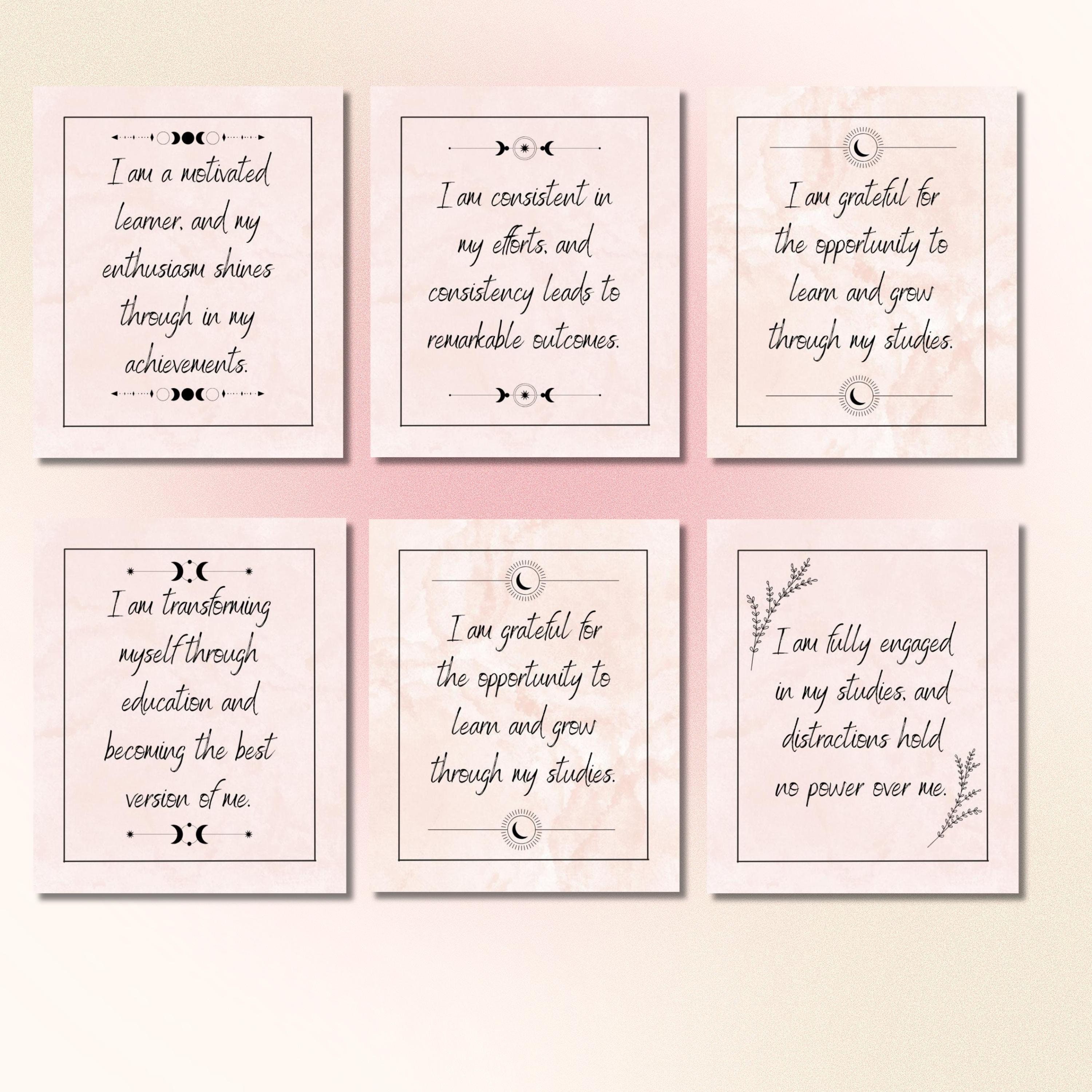 32 Affirmation Cards for Students/ Digital Downloadfocus - Etsy