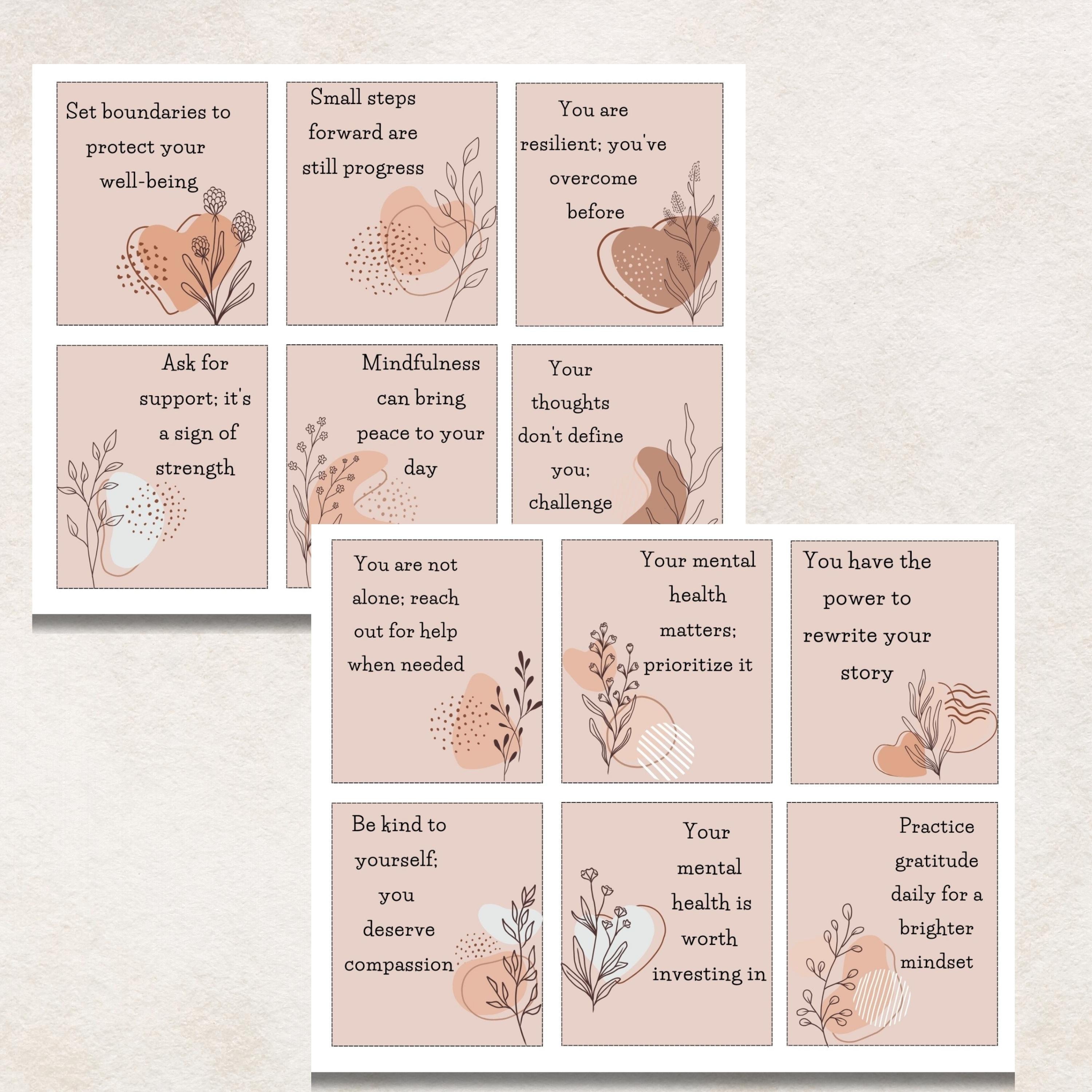 Mental Health Affirmation Cards - Self-care Positive Quotes - Coping ...